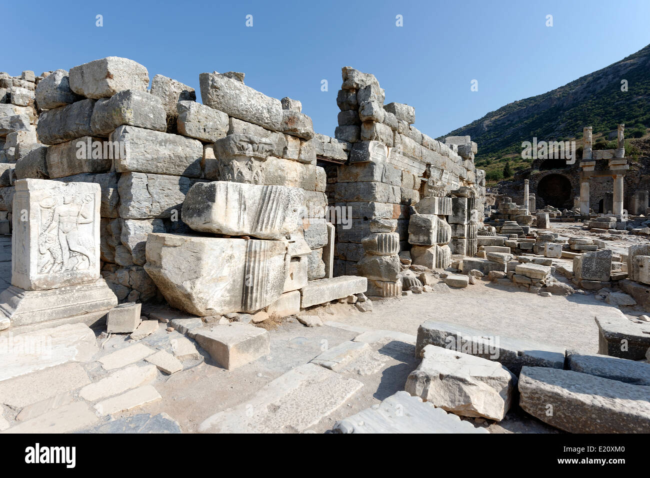 Marble statue base with a relief of Hermes dating from the 3rd century ...