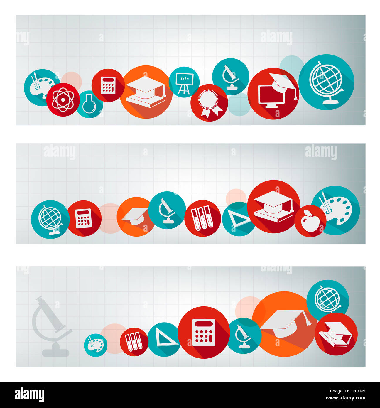 Set of education banners with icons. Vector Stock Photo - Alamy