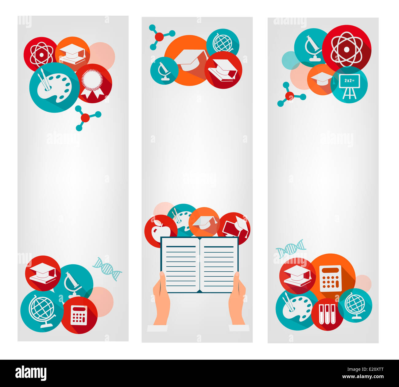 Set of education banners with icons. Vector Stock Photo - Alamy