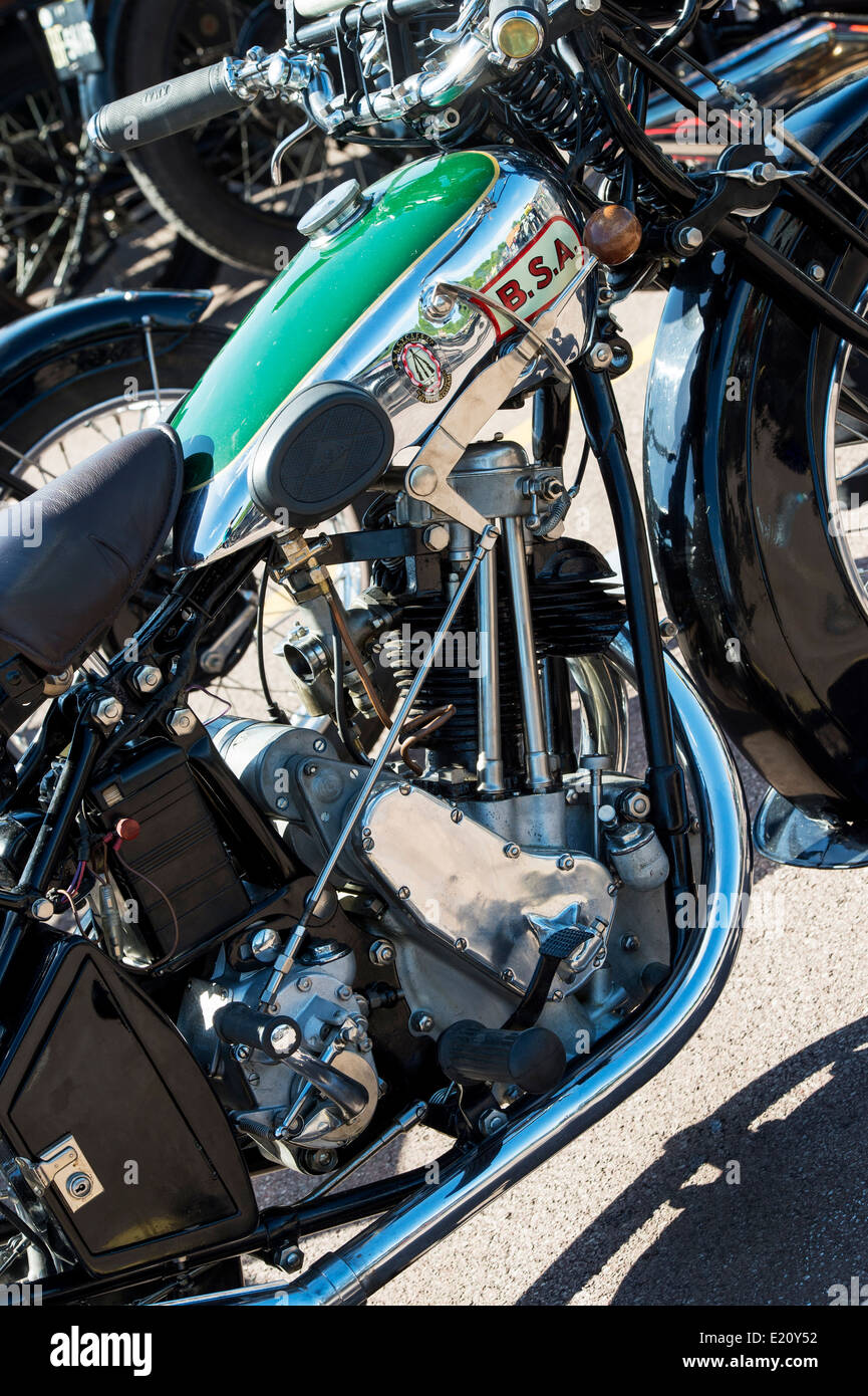 1930 BSA 500cc sloper. Classic vintage British motorcycle at VMCC Banbury Run. Oxfordshire ...