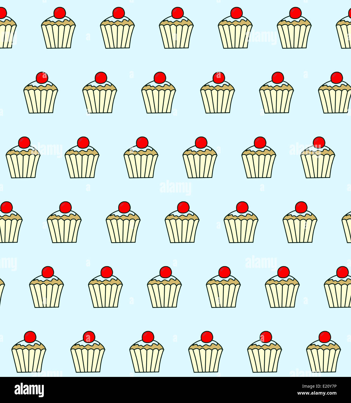 Illustration of symmetrical cupcake design wallpaper on a blue ...