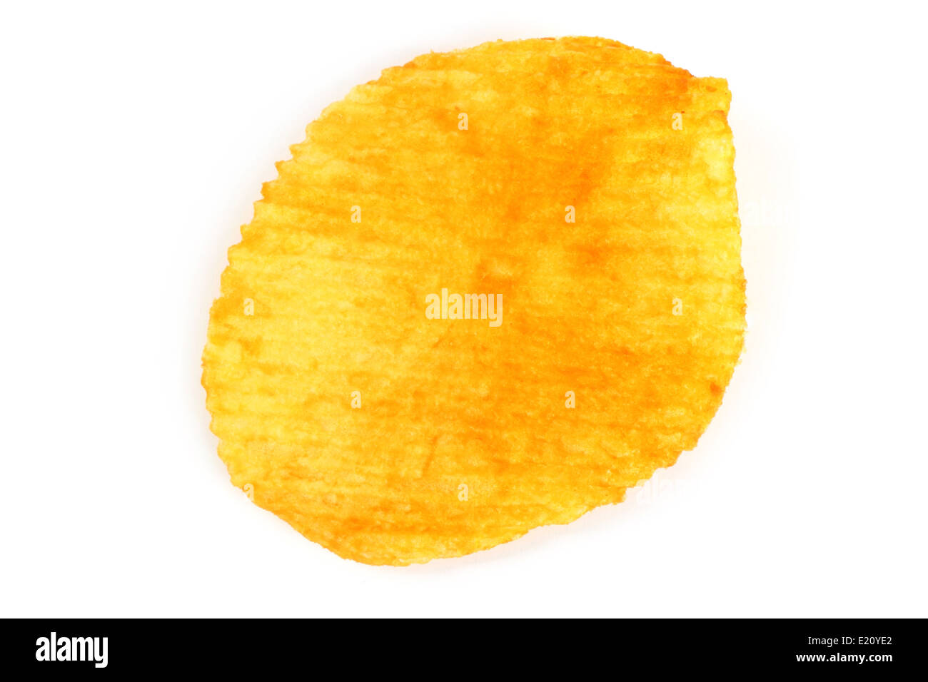Single potato chip close-up on a white background Stock Photo - Alamy