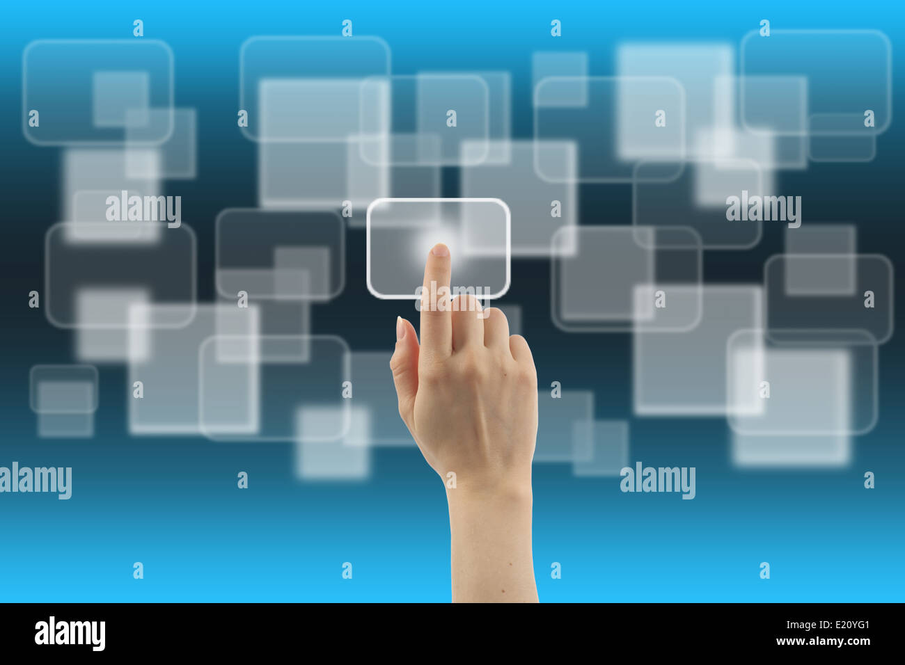 Woman hand with touch screen interface close-up Stock Photo - Alamy