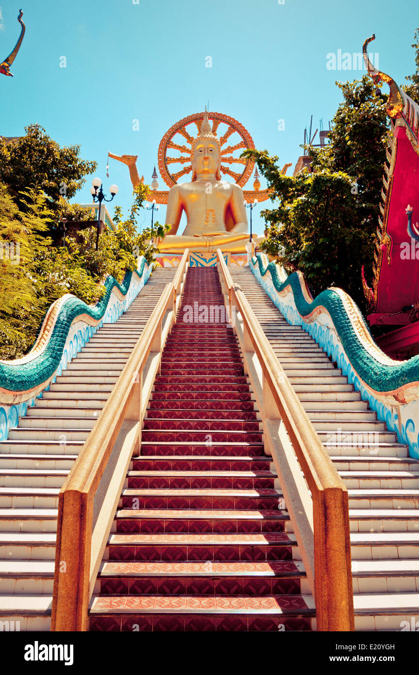 stairs to Big buddha statue in temple, Koh Samui - Thailand Stock Photo ...