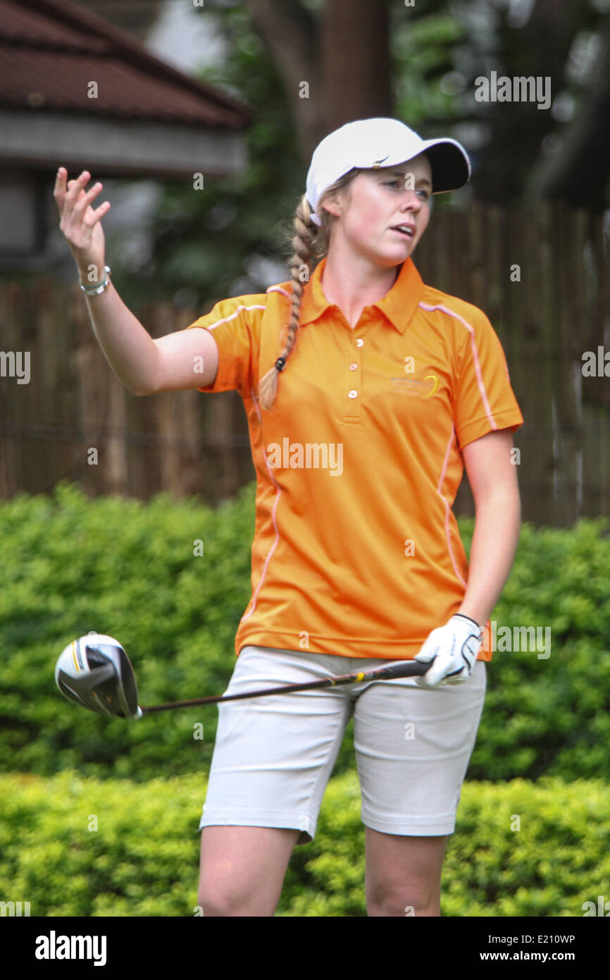 South Africa’s Fletcher Michaela reacts to her tee shot at during the ...