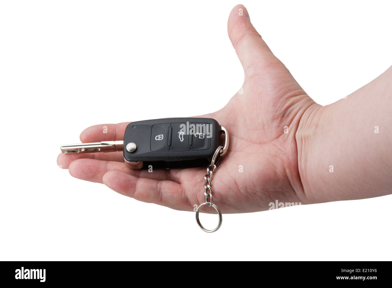 hand holding car keys isolated on white Stock Photo - Alamy