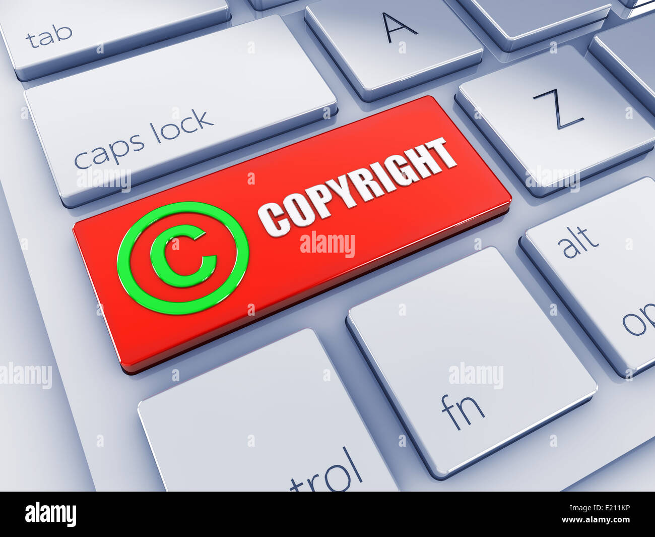 Red copyright key with green icon , 3d computer keyboard Stock Photo ...