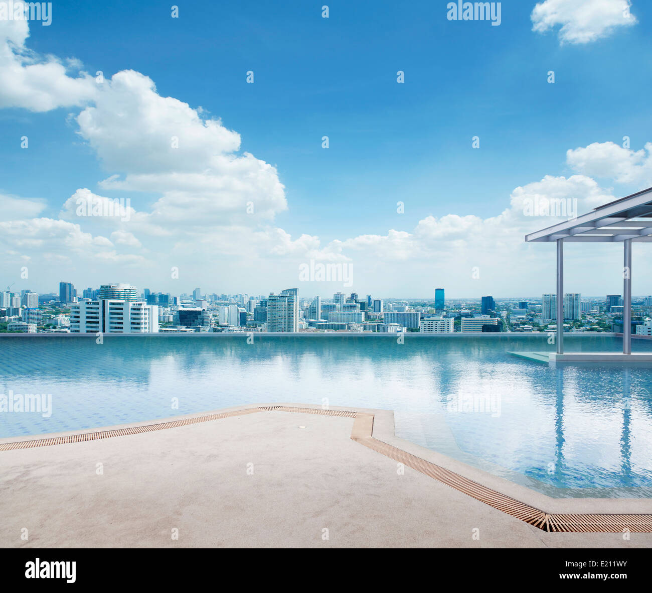 View of swimming pool at cityscape Stock Photo - Alamy