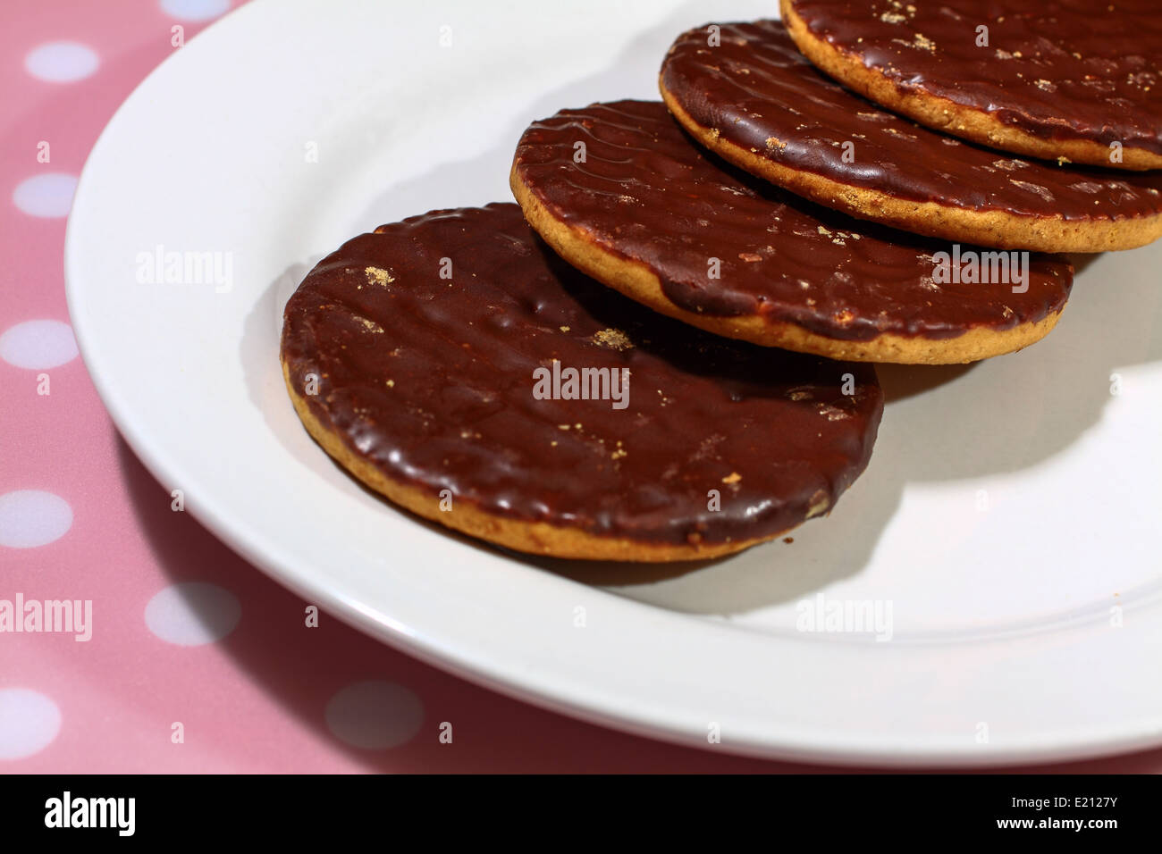 Close up of a place of McVities Chocolate digestive biscuits Stock ...