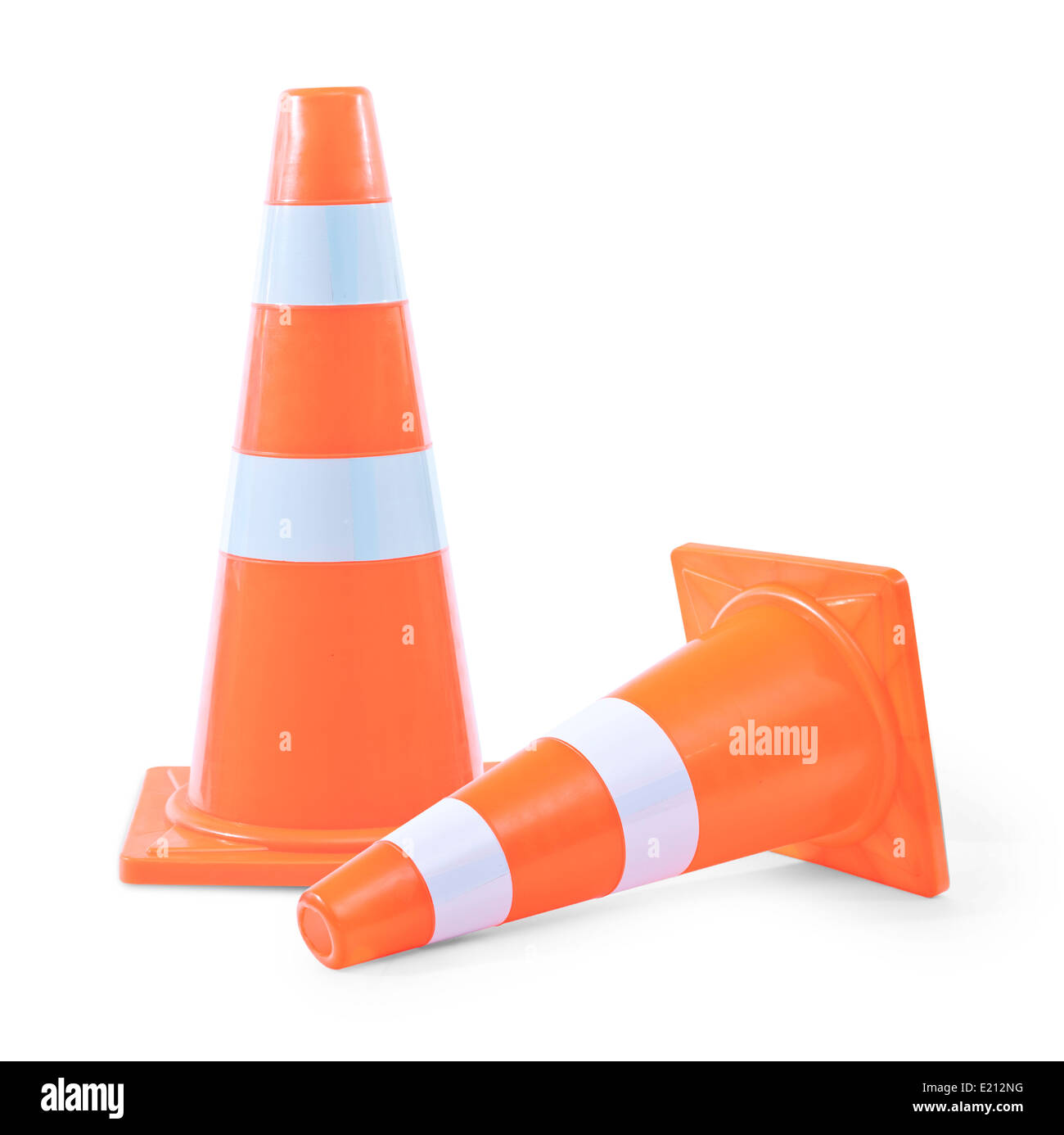 traffic cones on white background Stock Photo - Alamy