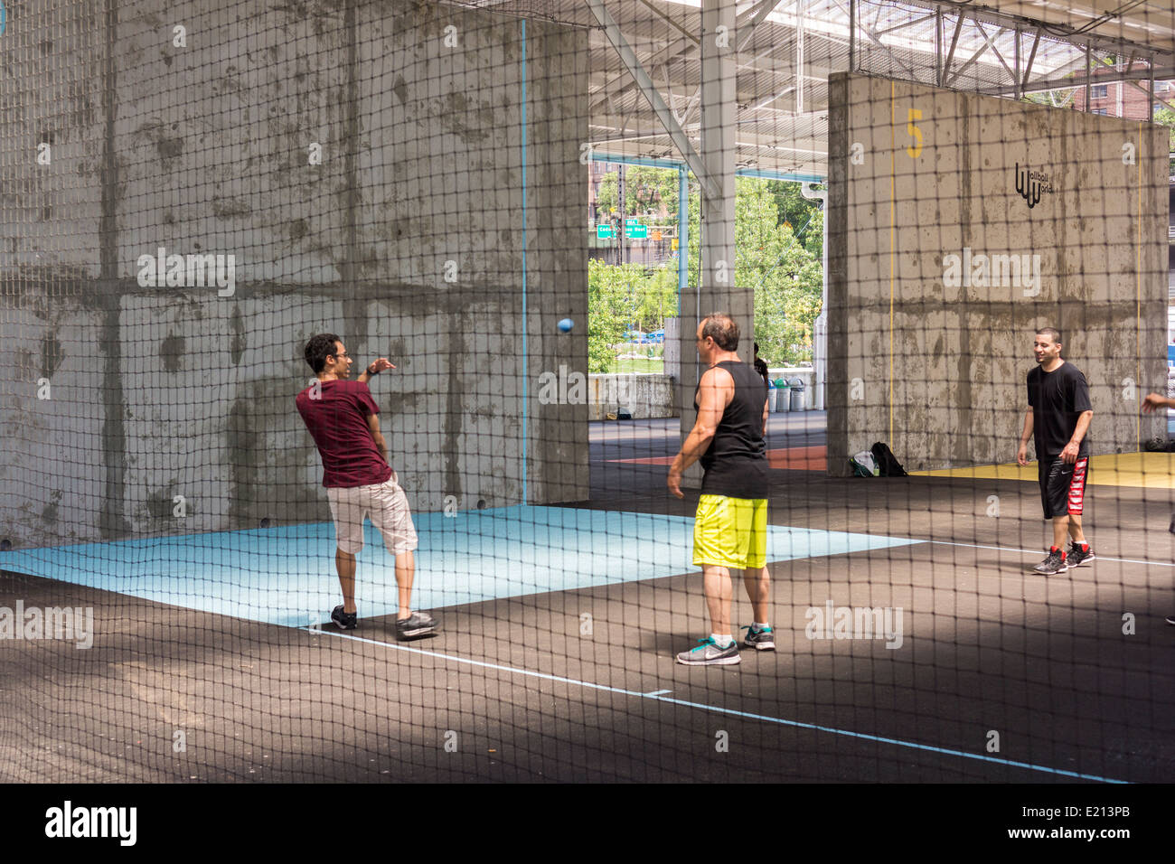 Handball players in Brooklyn Bridge Park in Brooklyn in New York on ...