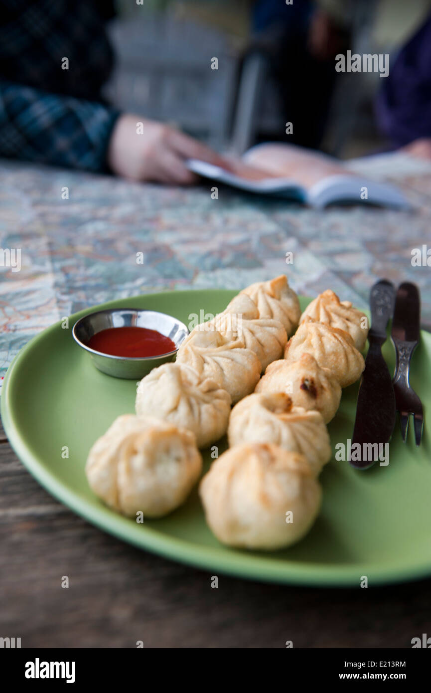 Plate of Momos - a type of dumpling native to Nepal, and in some ...