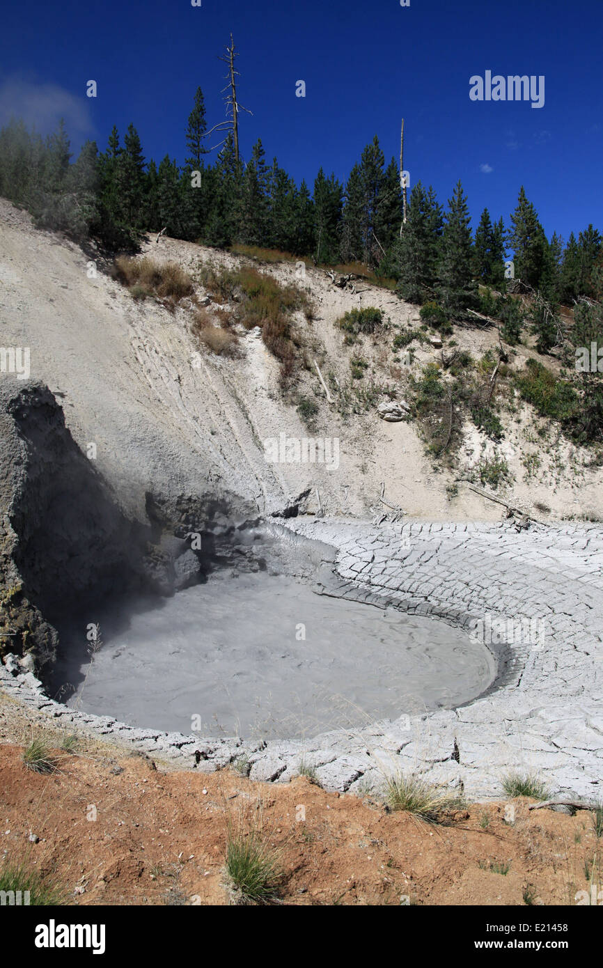Steam rising from Dragon's Mouth Spring in Yellowstone Stock Photo - Alamy