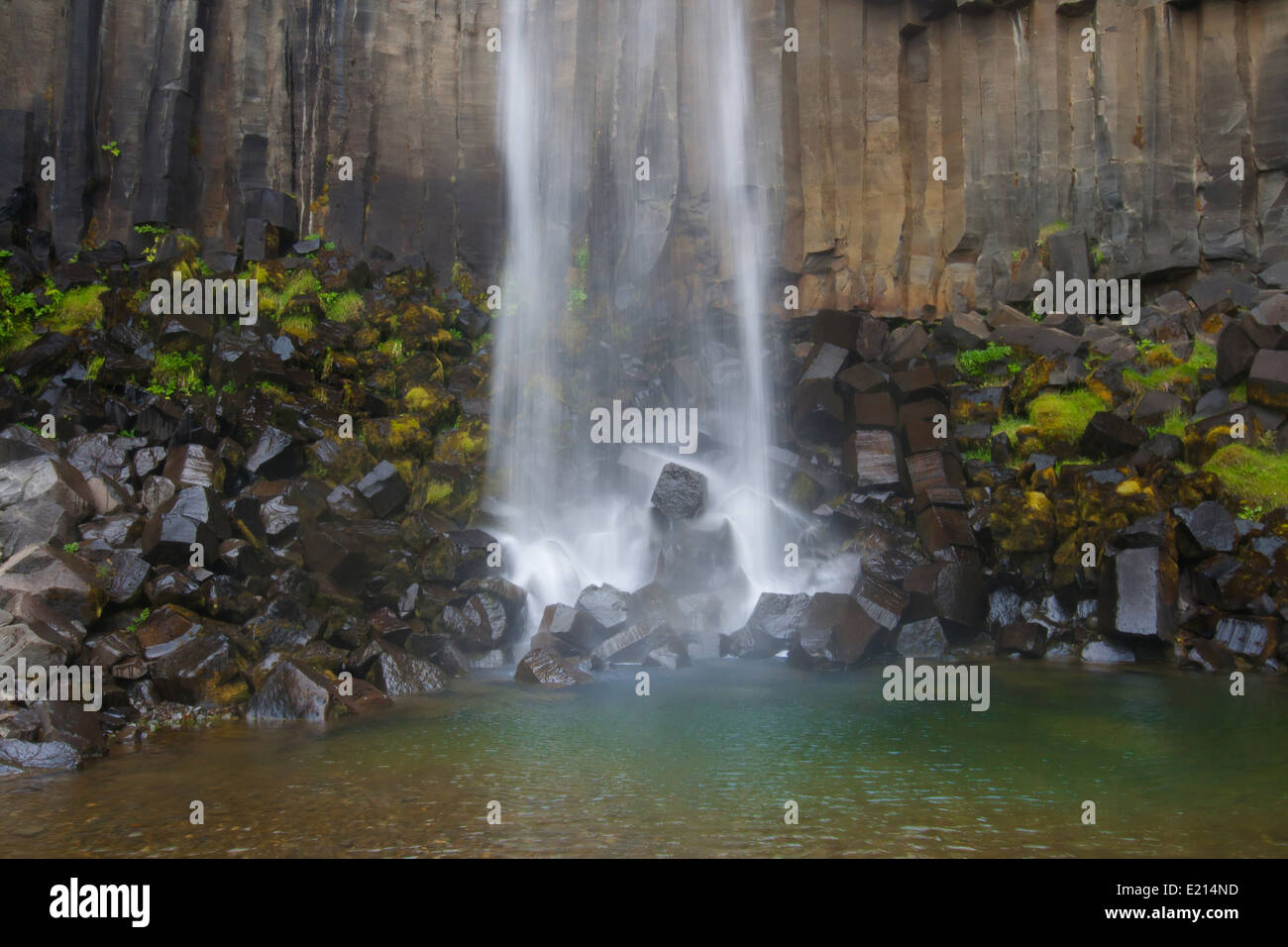 Waterfall svartifoss in the skaftafell national park hi-res stock ...