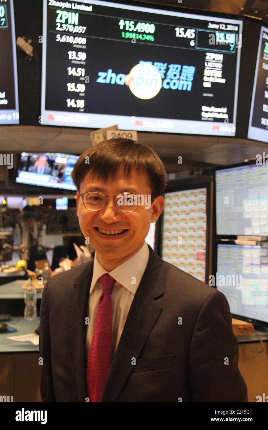 (140612) -- NEW YORK, June 12, 2014 (Xinhua) -- Zhaopin's chief ...