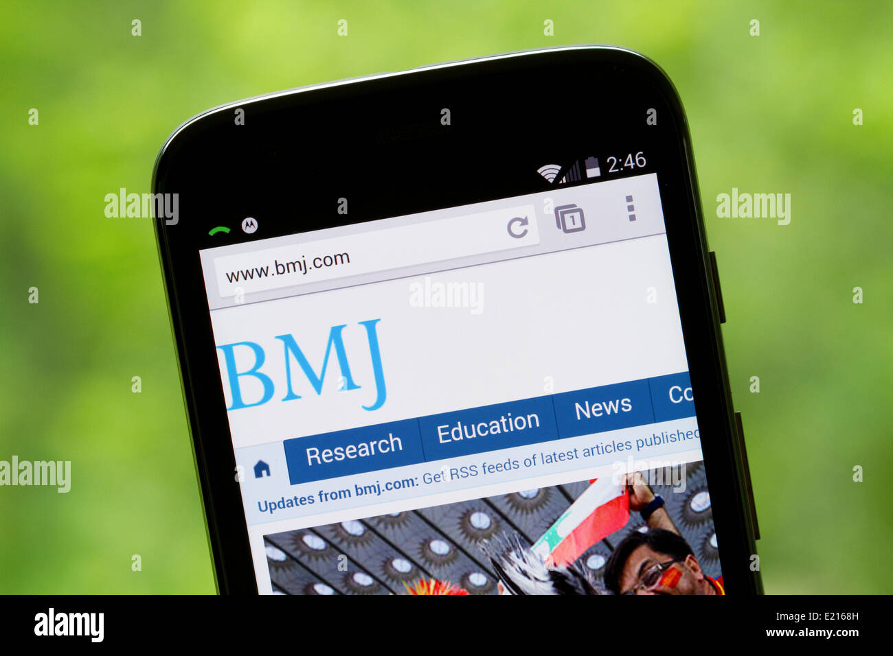 BMJ, British Medicine Journal, website displayed on the screen of a ...