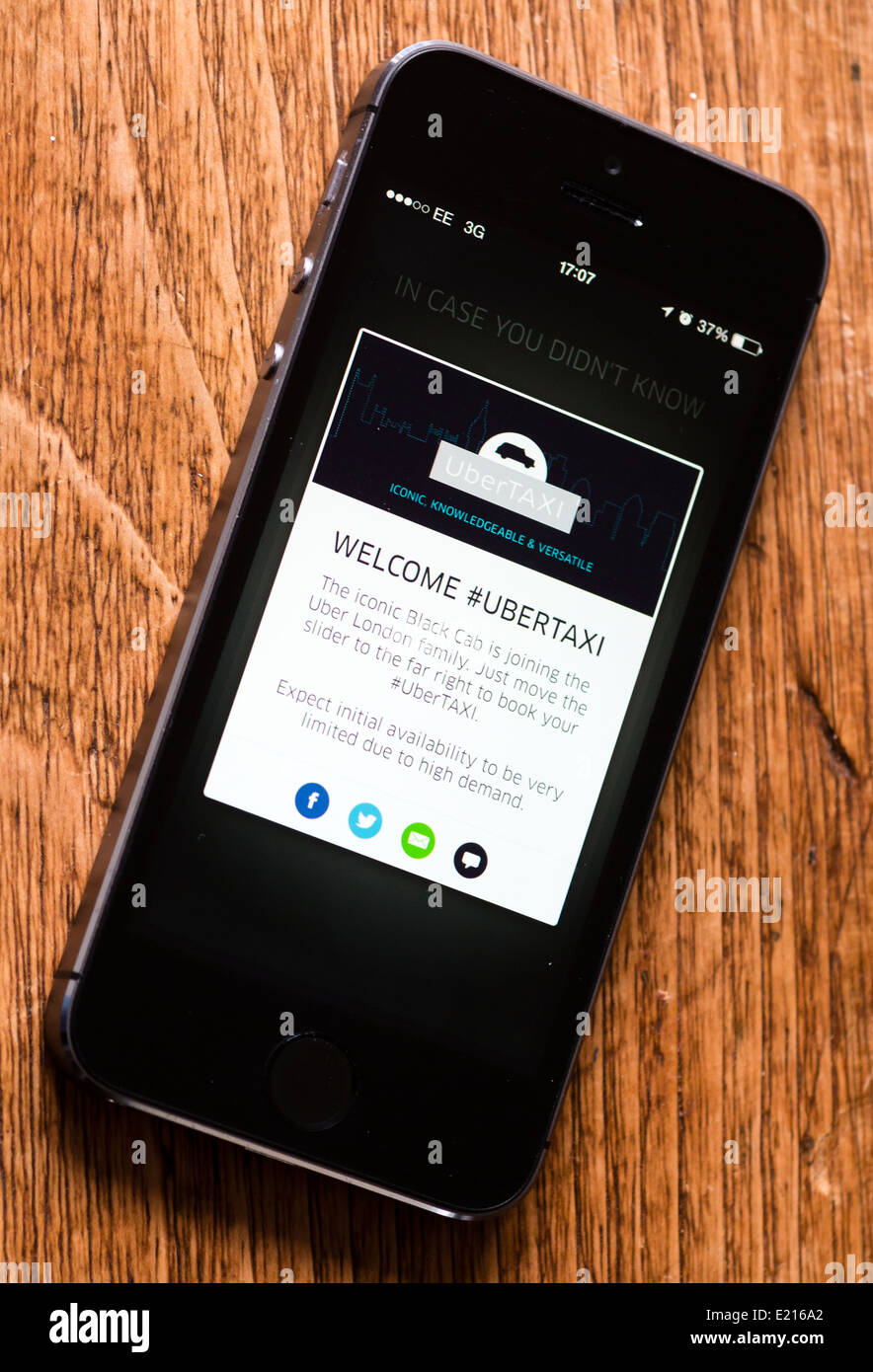 Smart Phone Taxi App called Uber, Shown on an Iphone Stock Photo - Alamy