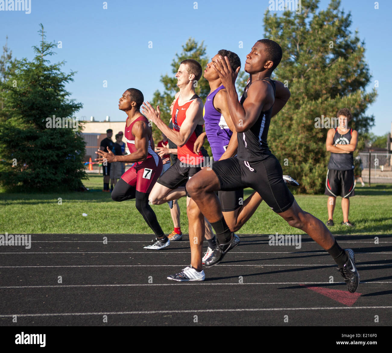 High school athletes compete in a track and field meet in Milwaukee ...