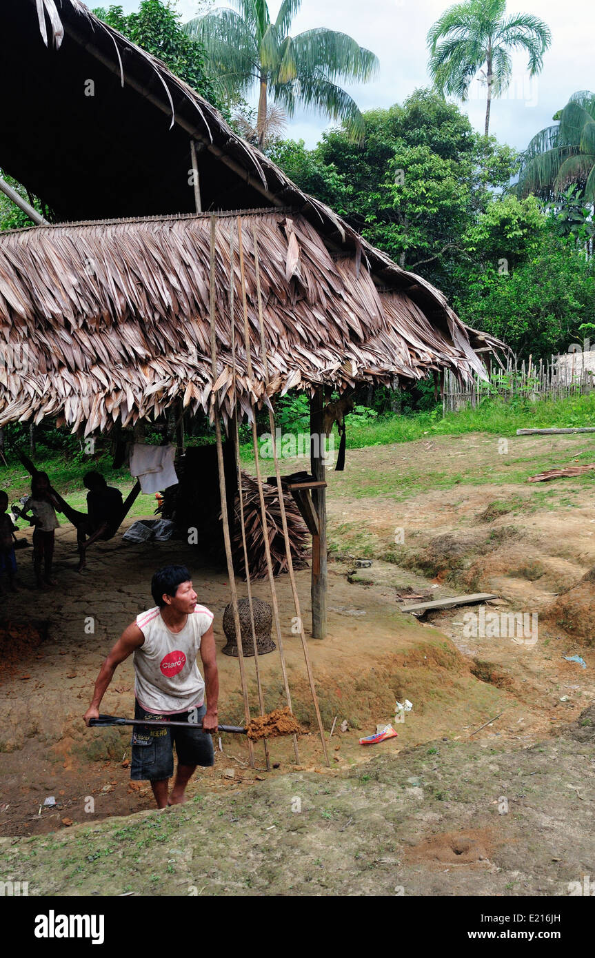 Traditional house in Industria - PANGUANA . Department of Loreto .PERU ...