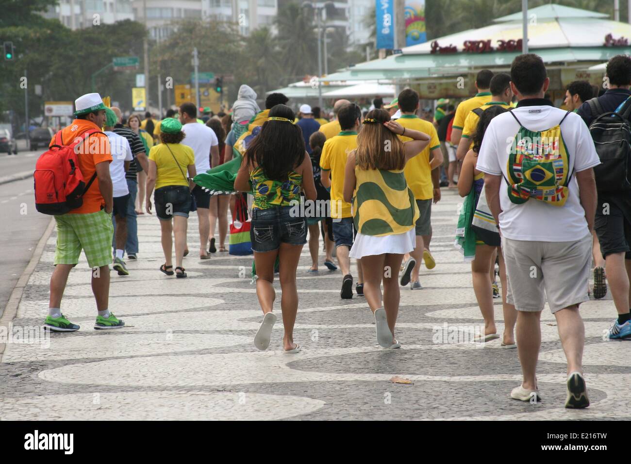 Rio de Janeiro, Brazil. 12th June, 2014. Football fans heading for the ...