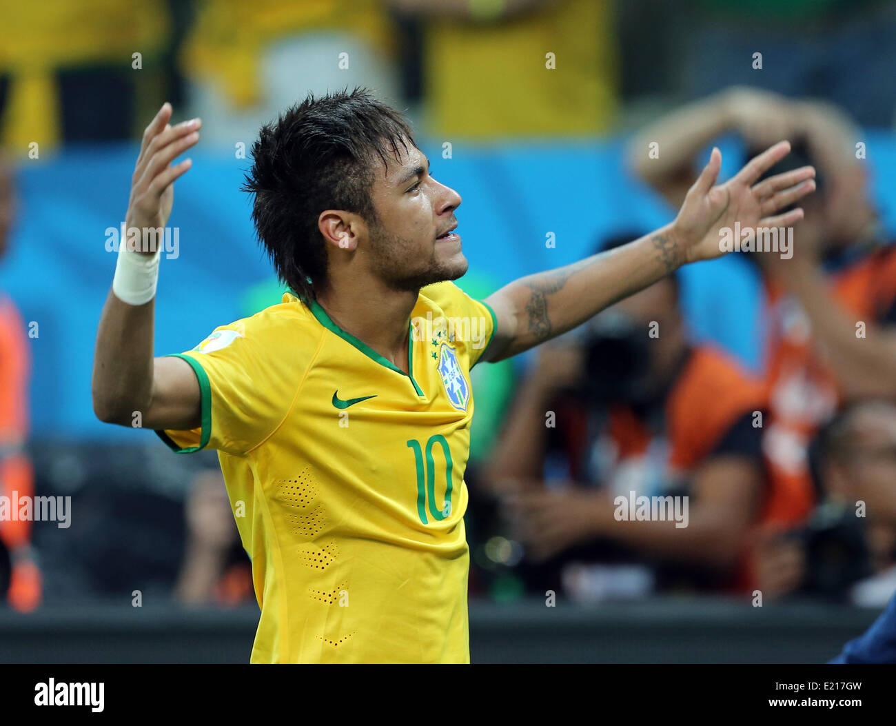 Neymar brazil celebrates world cup 2014 hi-res stock photography and ...