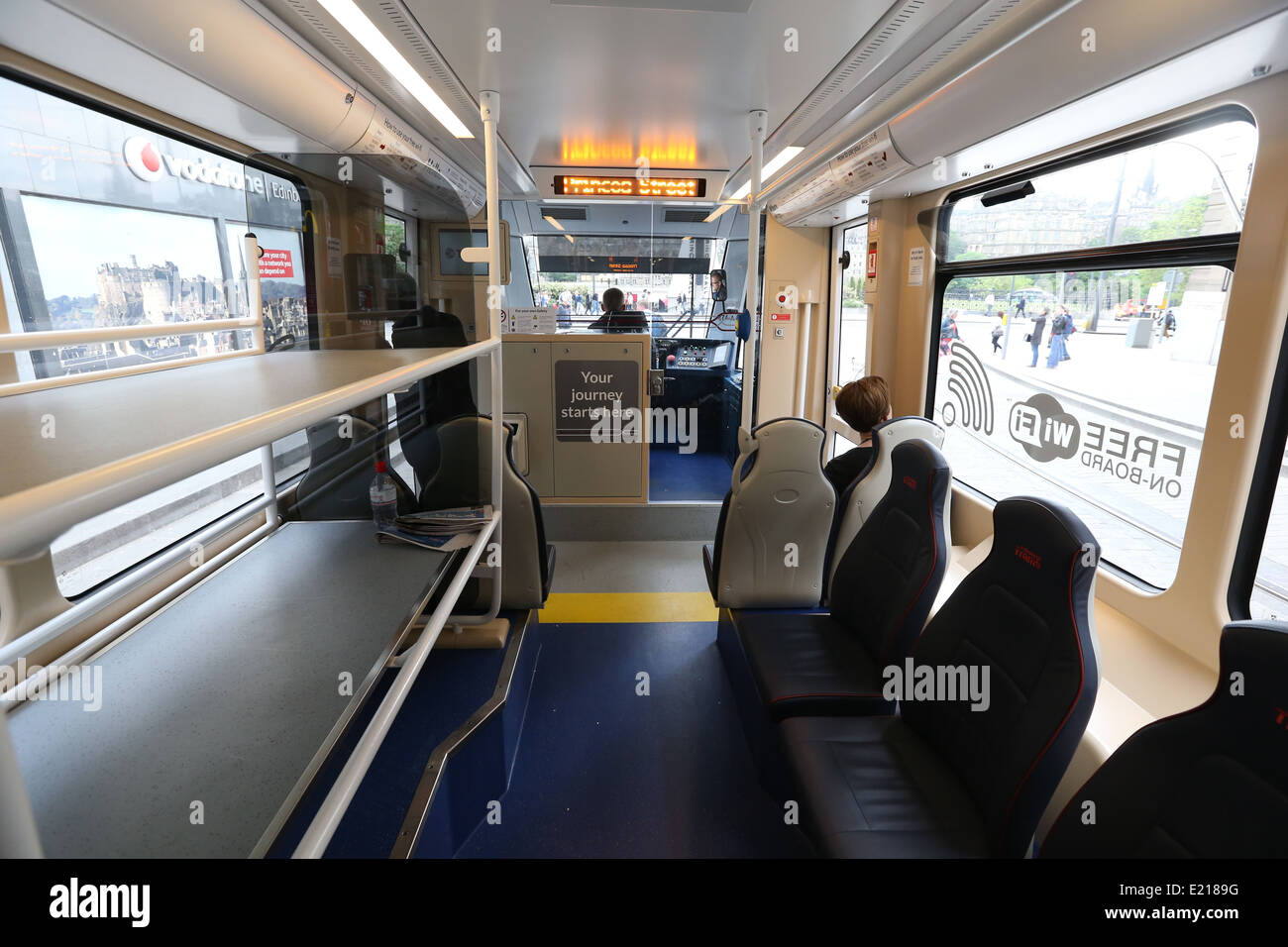 Image of the inside of a tram on Edinburgh Trams service in Edinburgh ...
