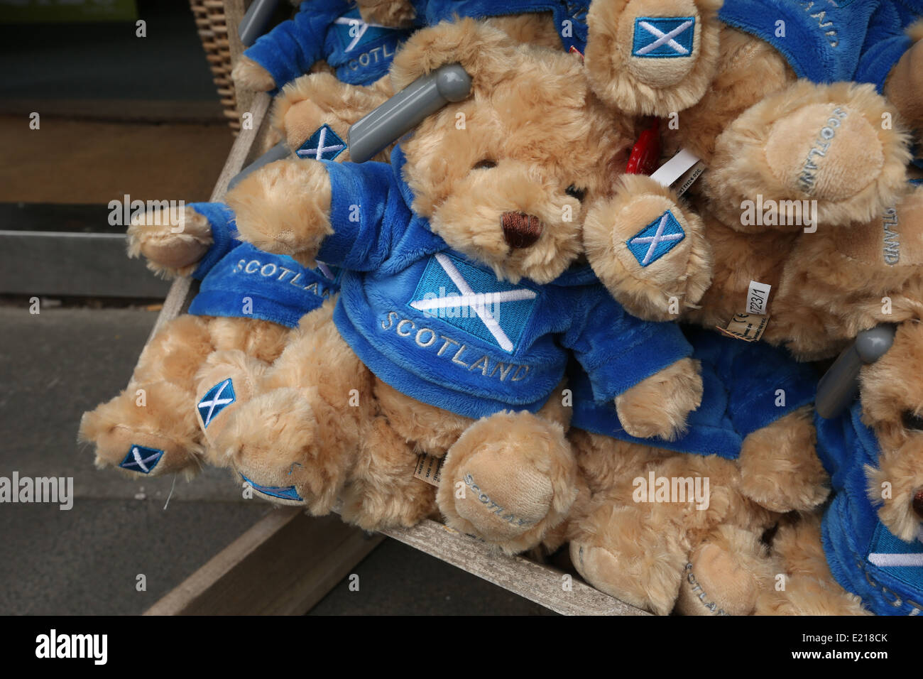 Teddy Bears with the Scottish flag in Edinburgh, Scotland during the ...