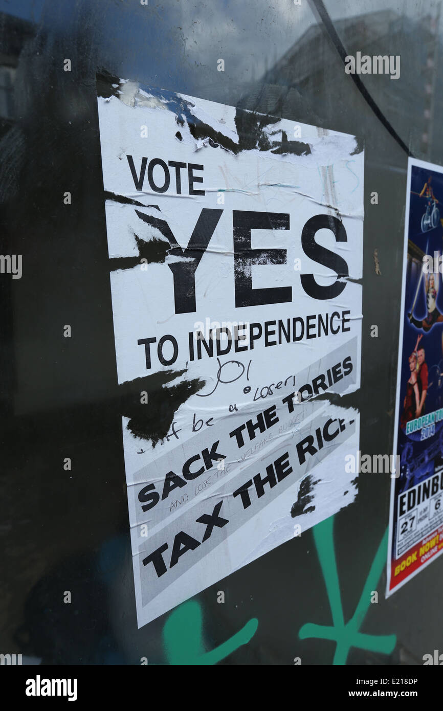 A Socialist Worker poster attached to a window calling for a Yes vote ...