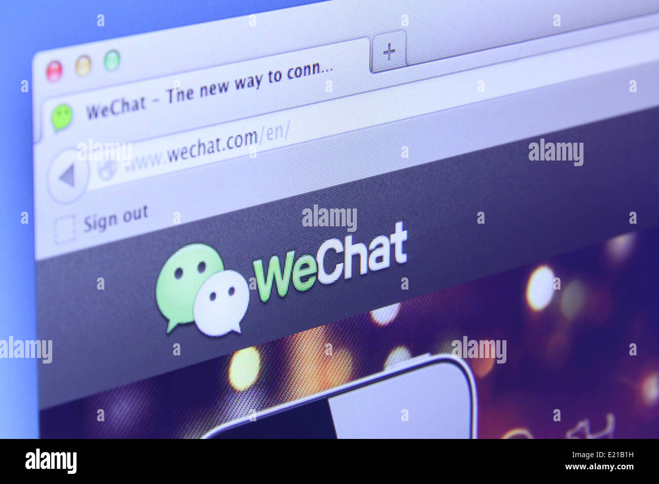 Photo of WeChat application webpage on a monitor screen. WeChat is a ...