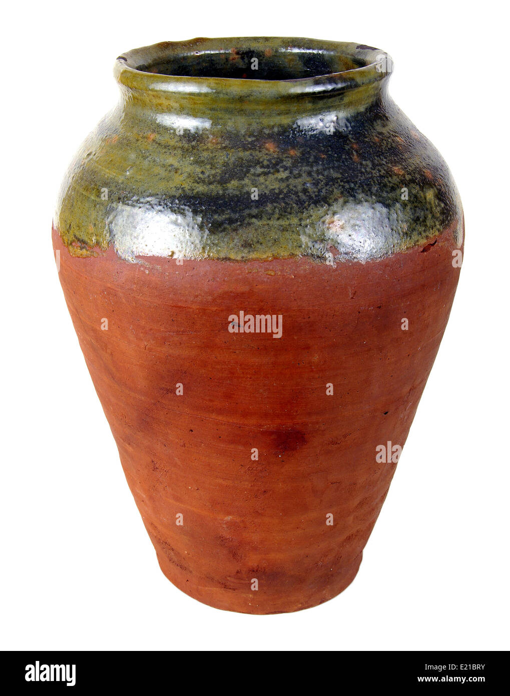 Clay pot of manual work. It is possible to store milk or other liquid ...