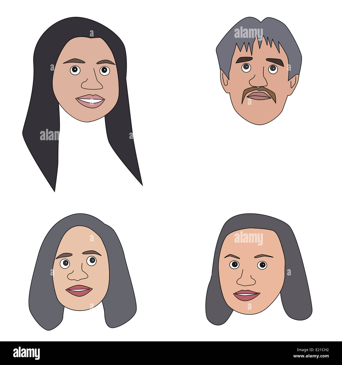 Illustration of cartoon avatar human faces Stock Photo - Alamy