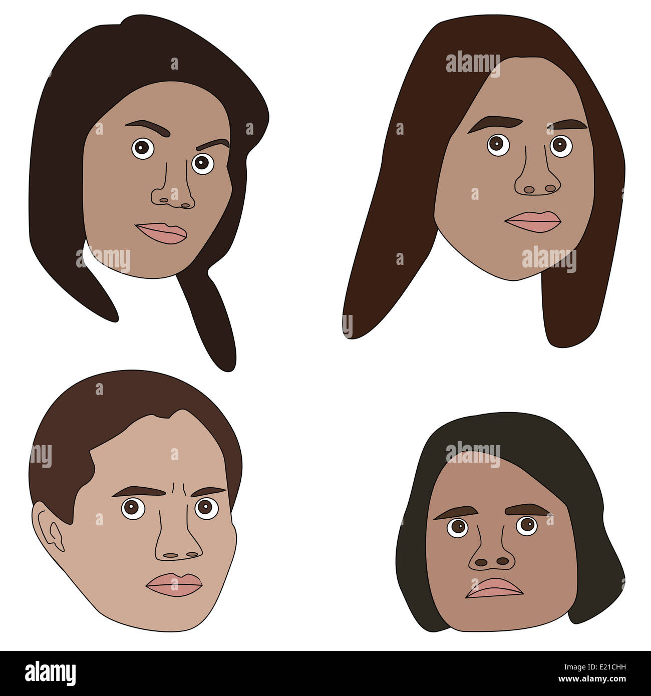 Illustration of cartoon avatar human faces Stock Photo - Alamy