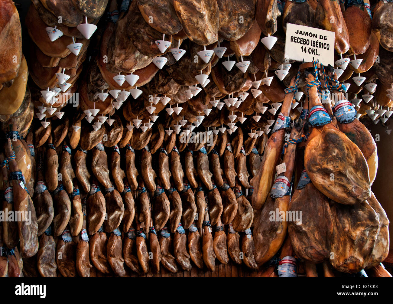 Madrid Spain Butcher Market Jamon Iberico Ham meat Stock Photo - Alamy