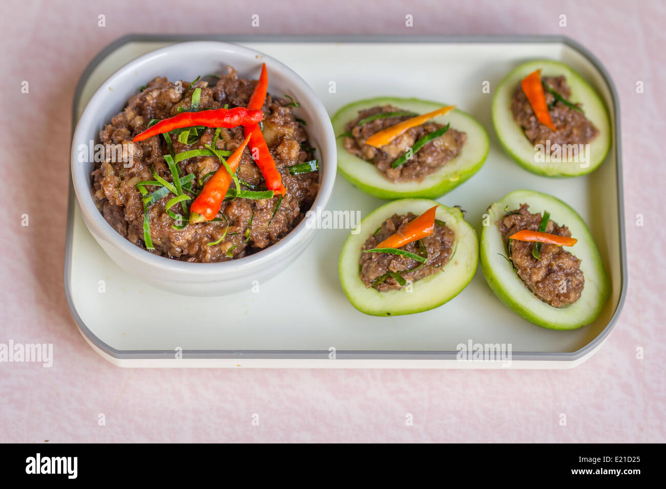 Green mangoes with shrimp paste Stock Photo - Alamy