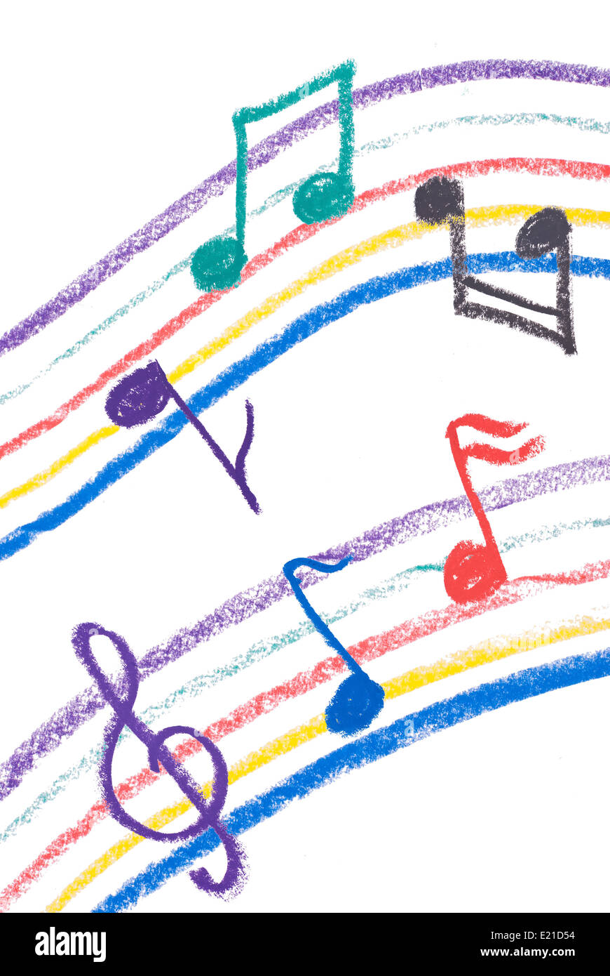 Colorful music notation drawing on white Stock Photo - Alamy