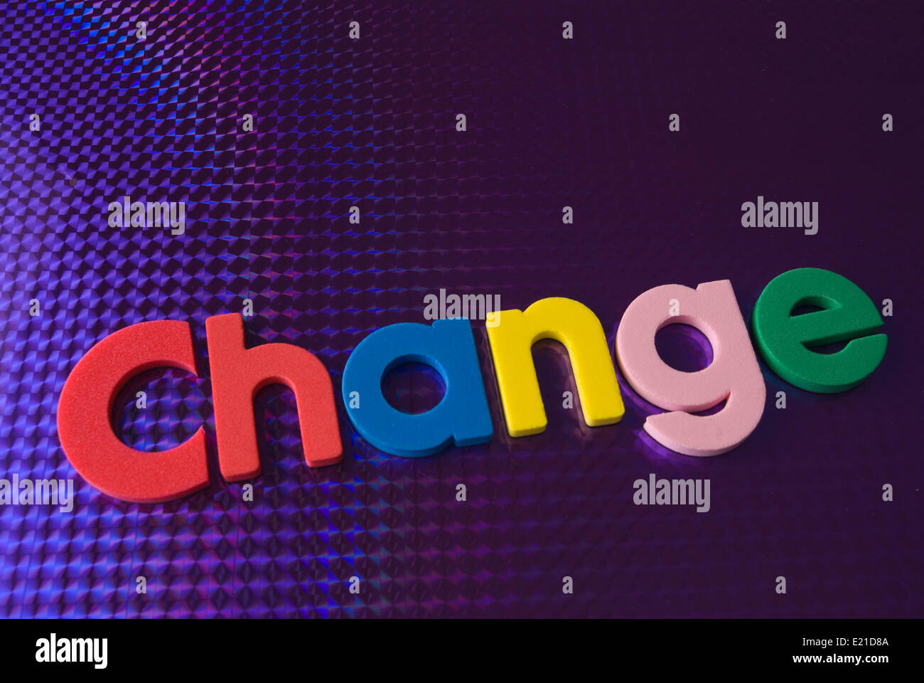 colorful change word on blue neon background Stock Photo - Alamy