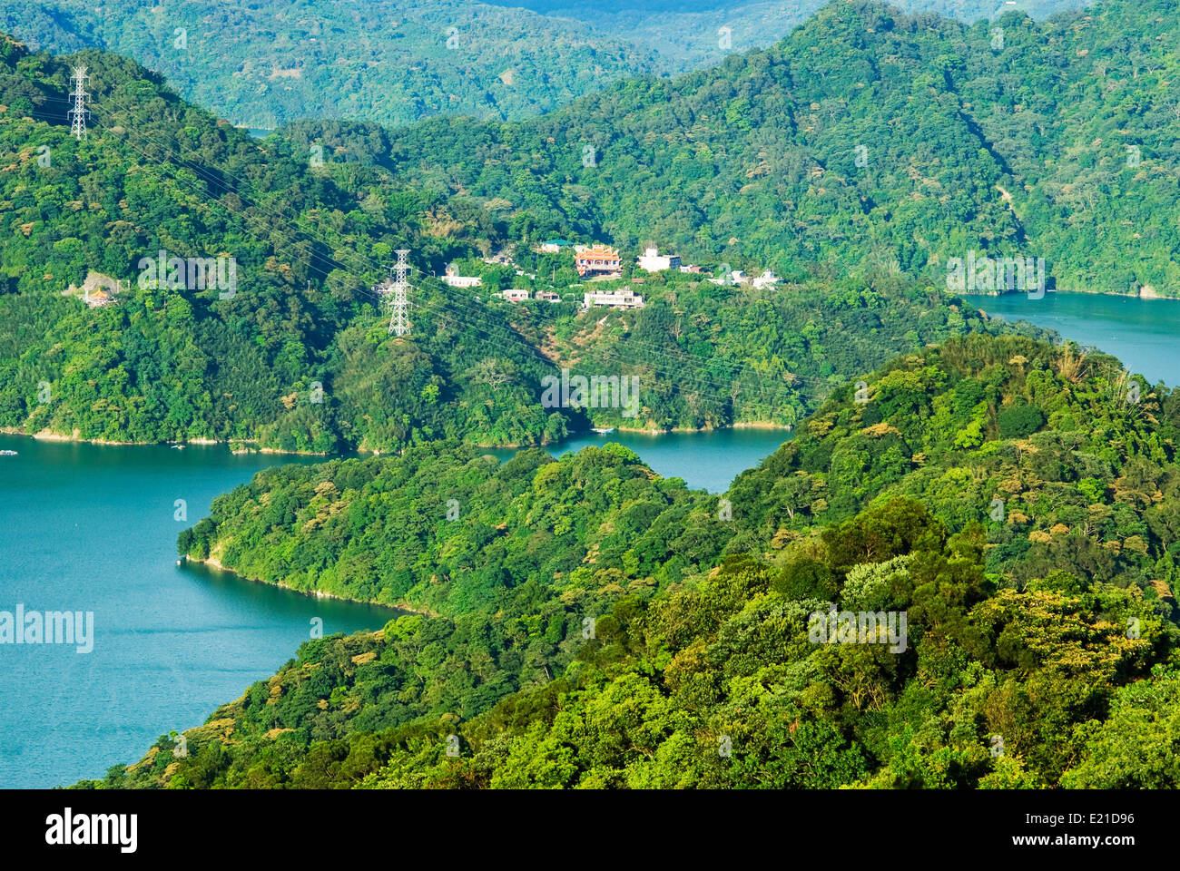Mountains surround lake Stock Photo - Alamy
