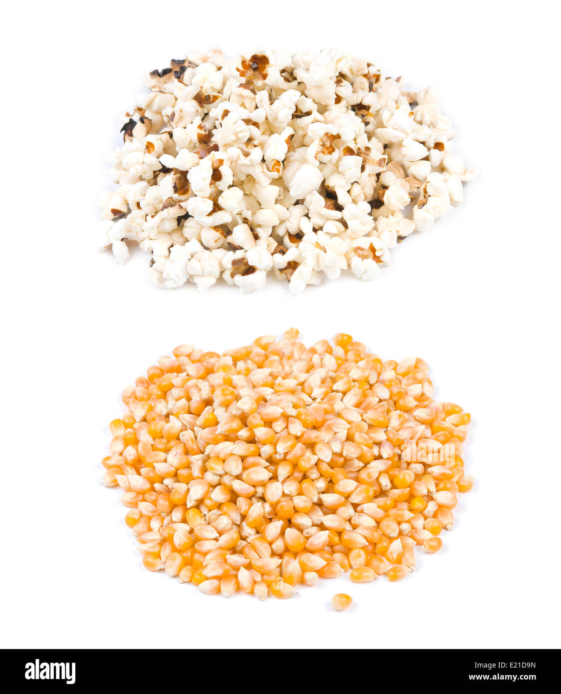 Pop corn, before and after pop Stock Photo - Alamy