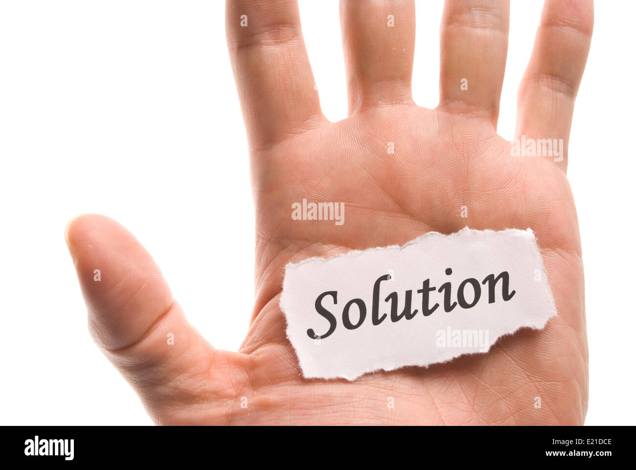Solution word in hand Stock Photo - Alamy