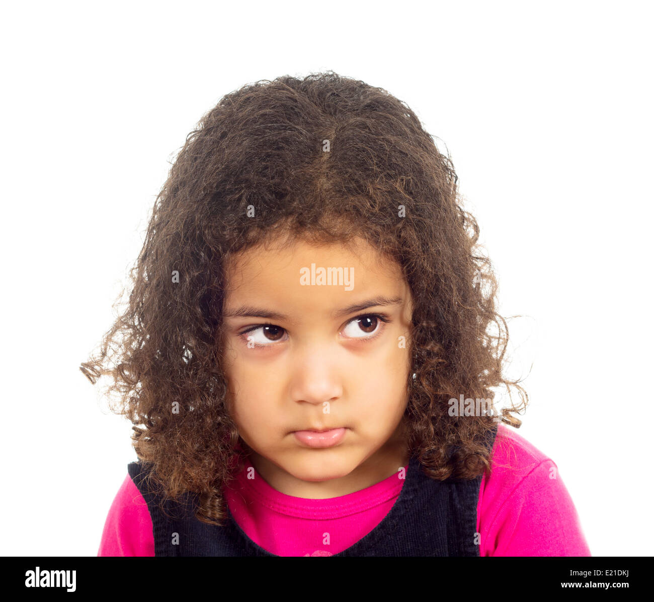 Portrait of sad child isolated on white background Stock Photo - Alamy