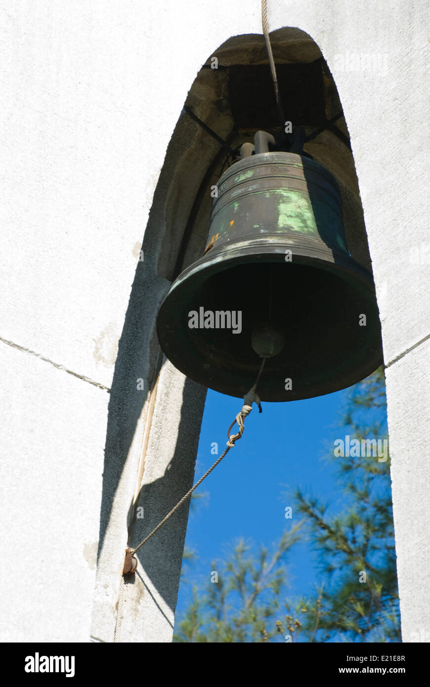 Old bell under white architecture Stock Photo - Alamy