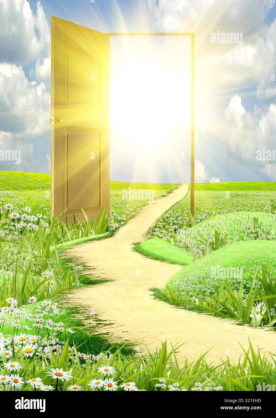 Freedom open door green field hi-res stock photography and images - Alamy