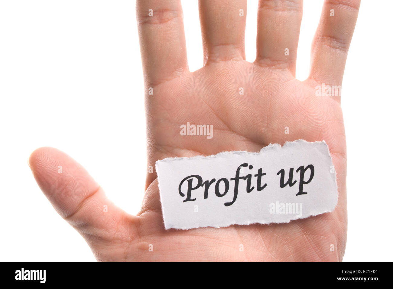 Profit up, word in hand Stock Photo - Alamy