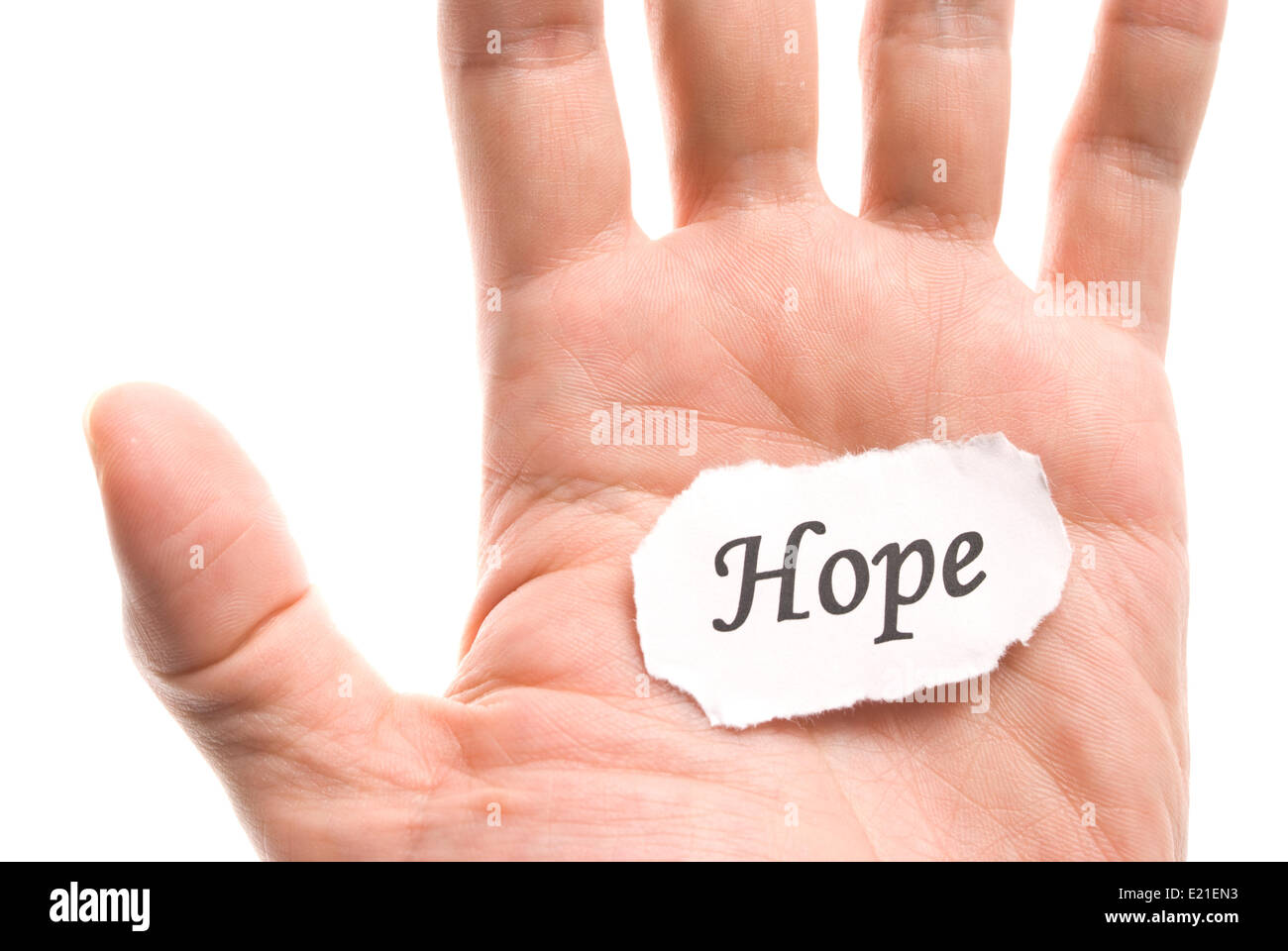 Hope word in hand Stock Photo - Alamy