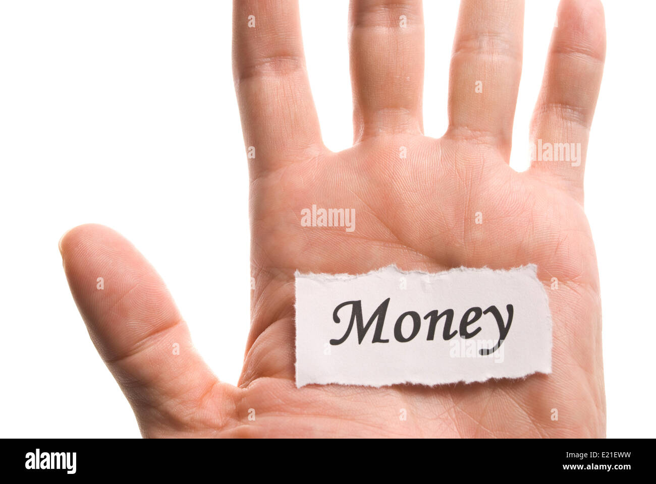 Money word in hand Stock Photo - Alamy