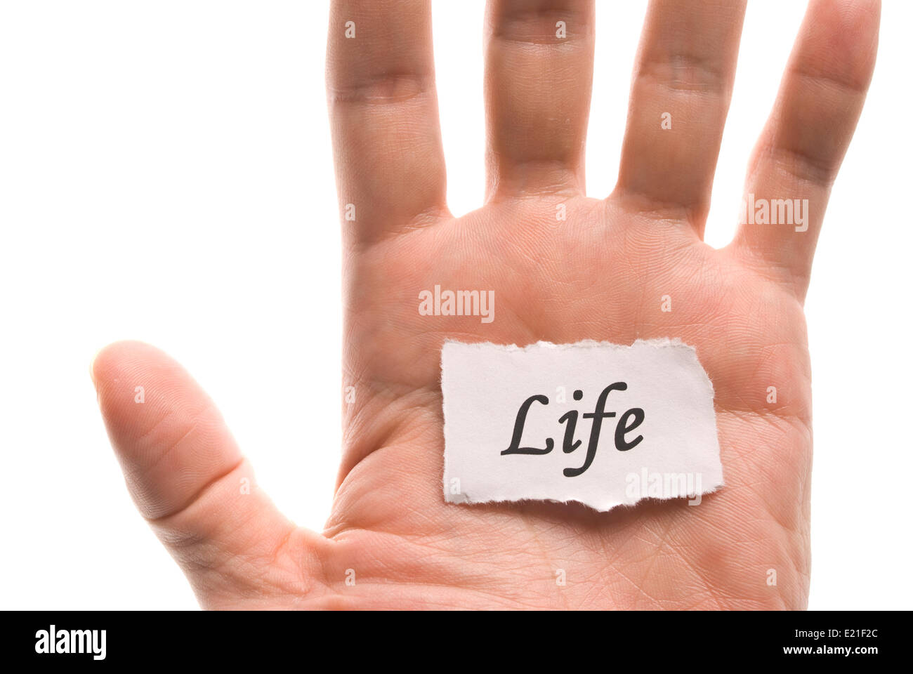 Life word in hand Stock Photo - Alamy