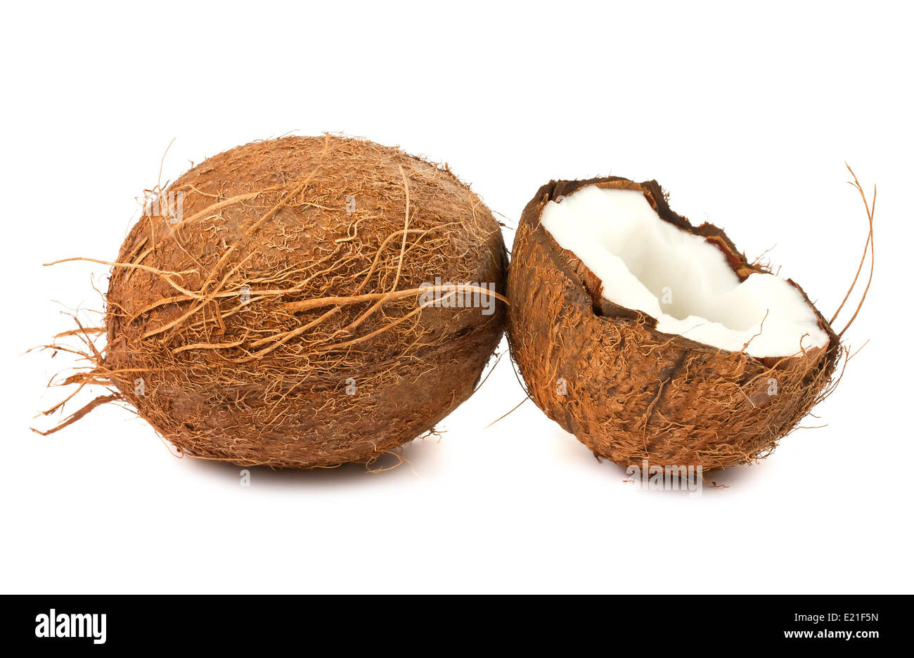 Full and half of coconut Stock Photo - Alamy