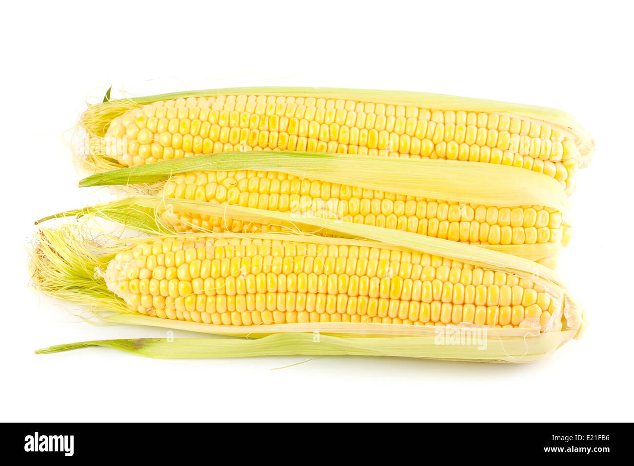 Three yellow corn on the cob Stock Photo - Alamy