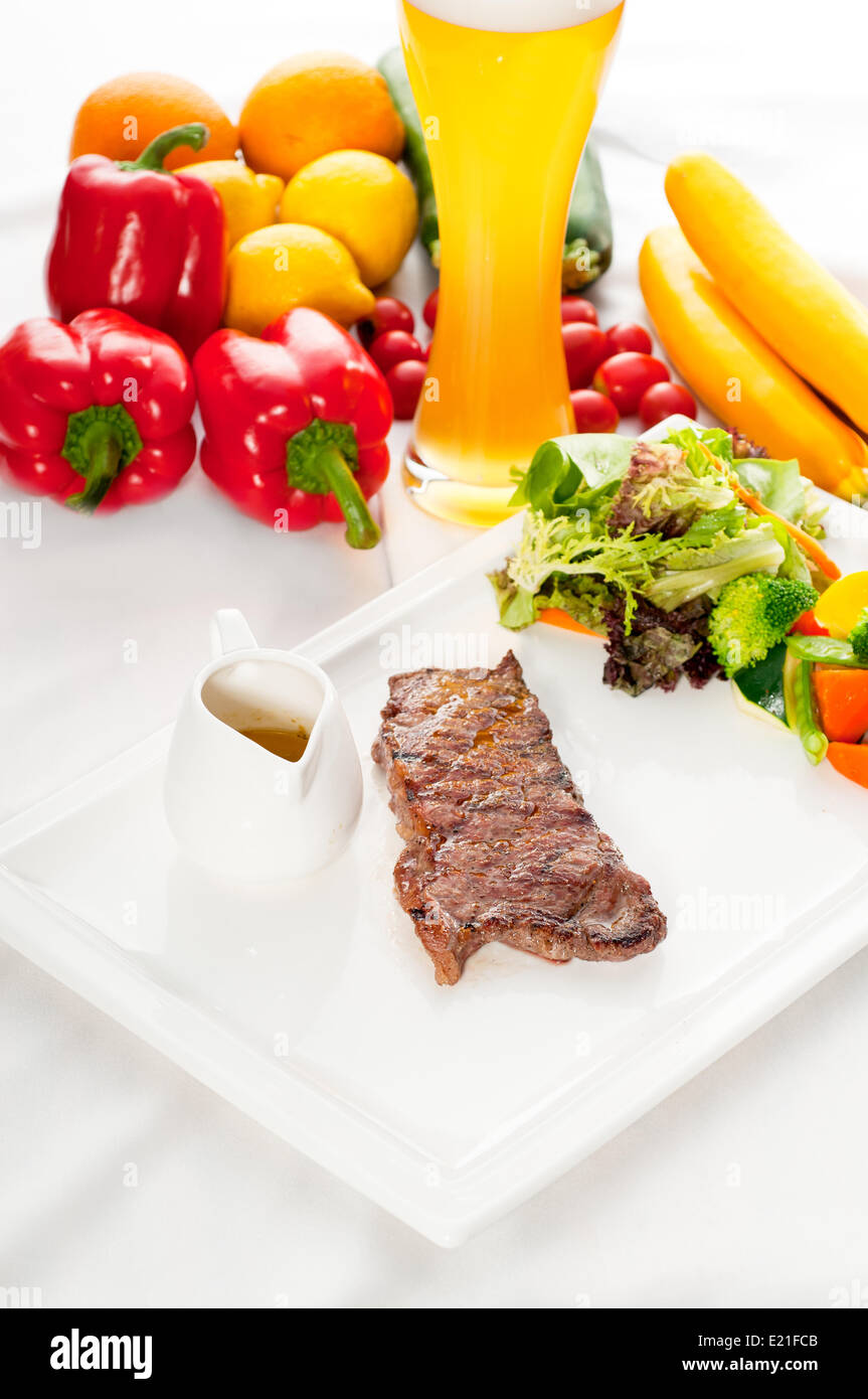 juicy BBQ grilled rib eye ,ribeye steak and vegeta Stock Photo - Alamy