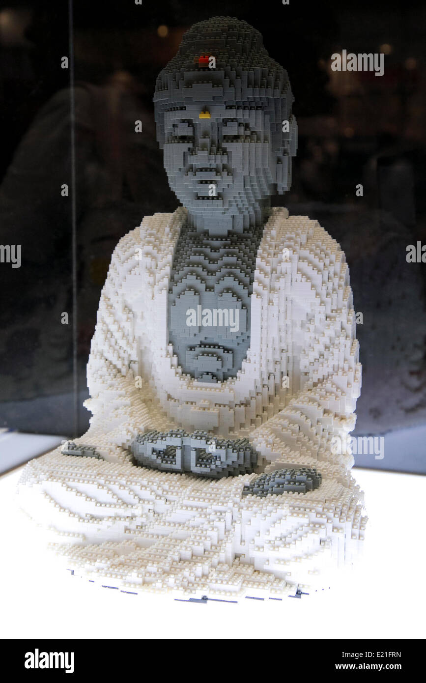 Tokyo, Japan. 13th June, 2014. A Buddha statue made by nano blocks at ...